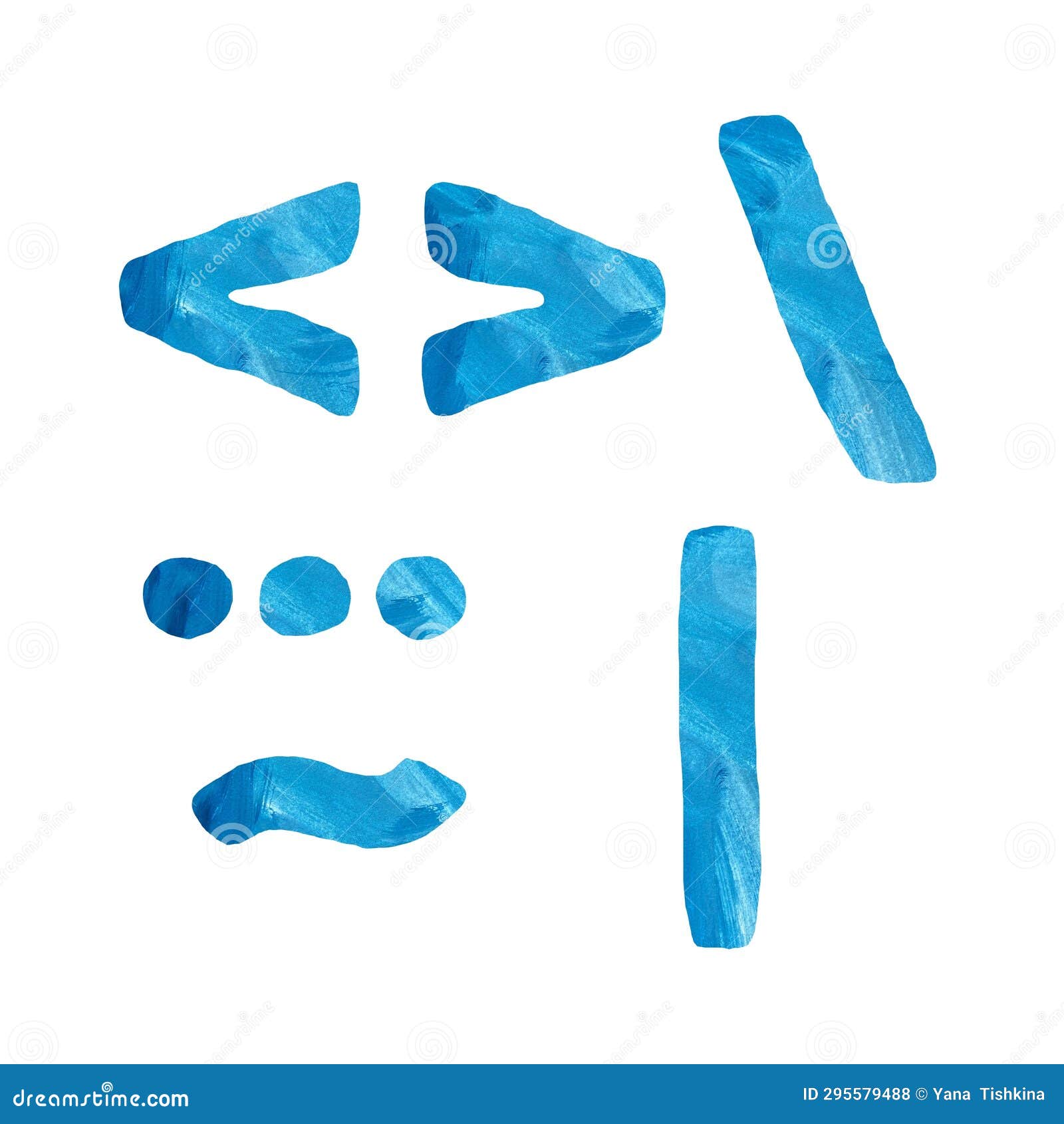 Slash Dots Quotes Blue Watercolor Hand Drawn Stock Illustration ...