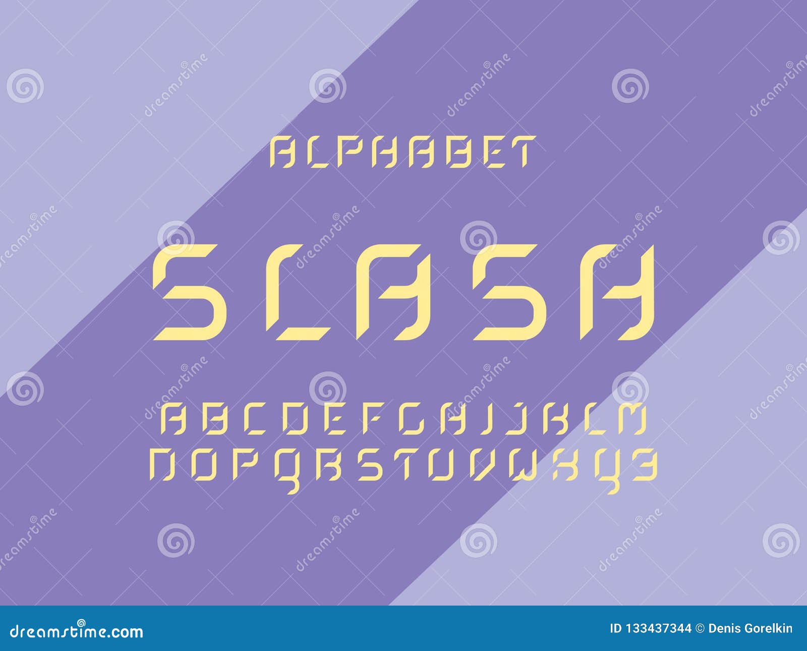 Slash Alphabet Font. Geometric Letters And Numbers. Vector Illustration ...