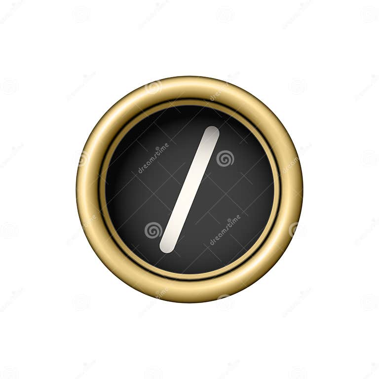 Slash Symbol. Vintage Golden Typewriter Button Isolated on White ...