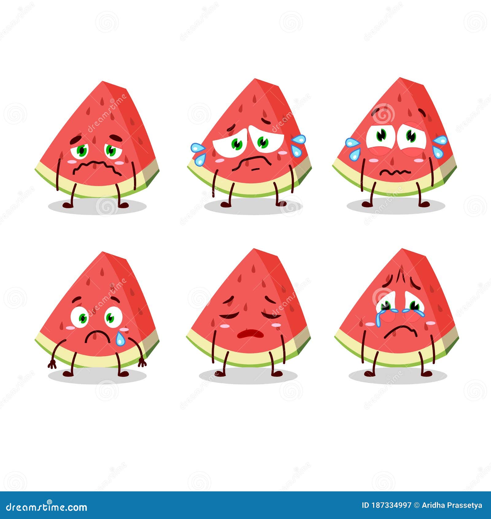 Slash of Watermelon Cartoon Character with Sad Expression Stock Vector ...