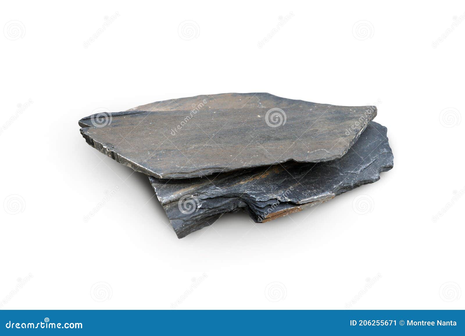 A Piece of Gray Slate Metamorphic Rock Isolated on White Background ...