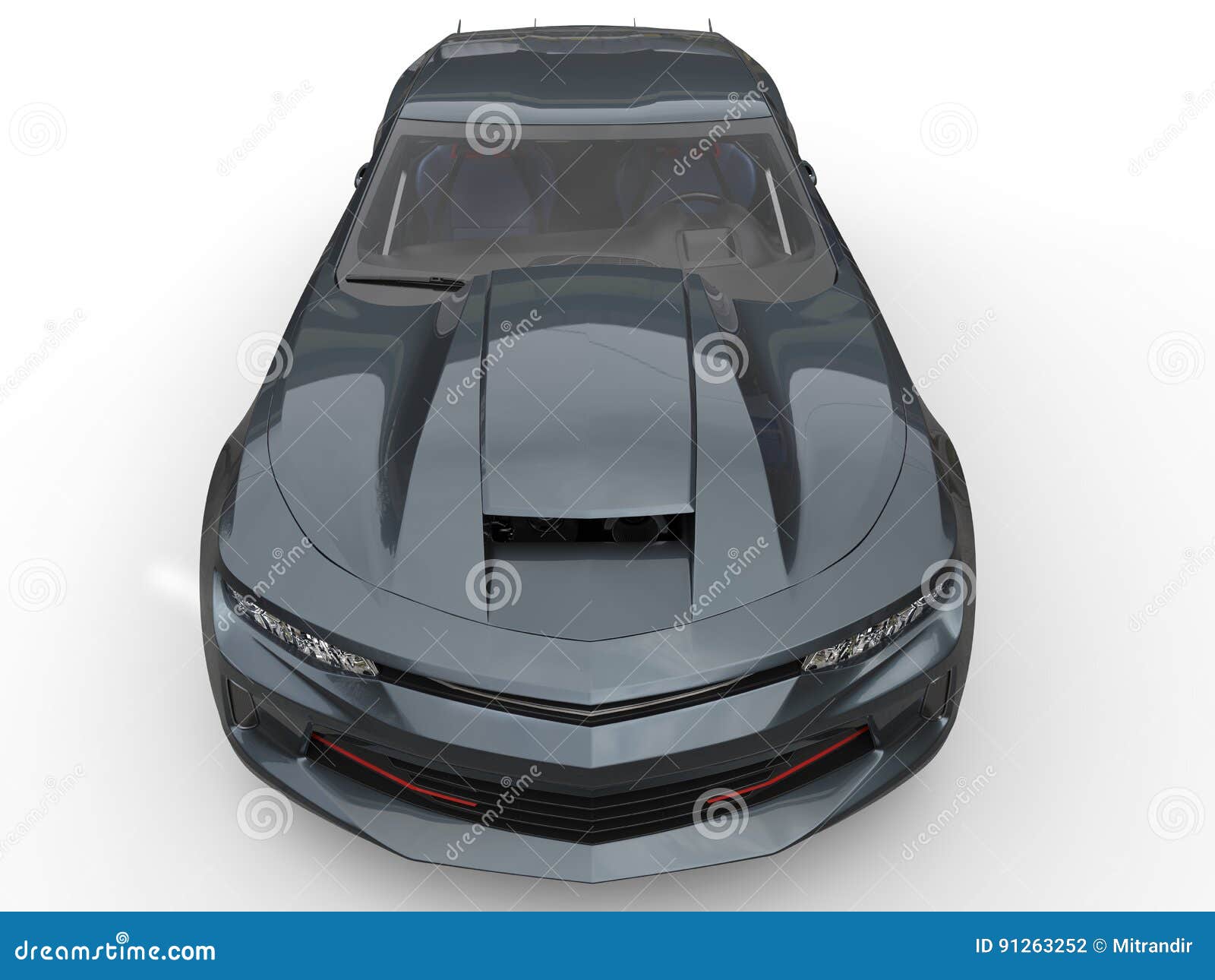 Slate Gray Modern Muscle Car - Top Down View Stock Illustration ...