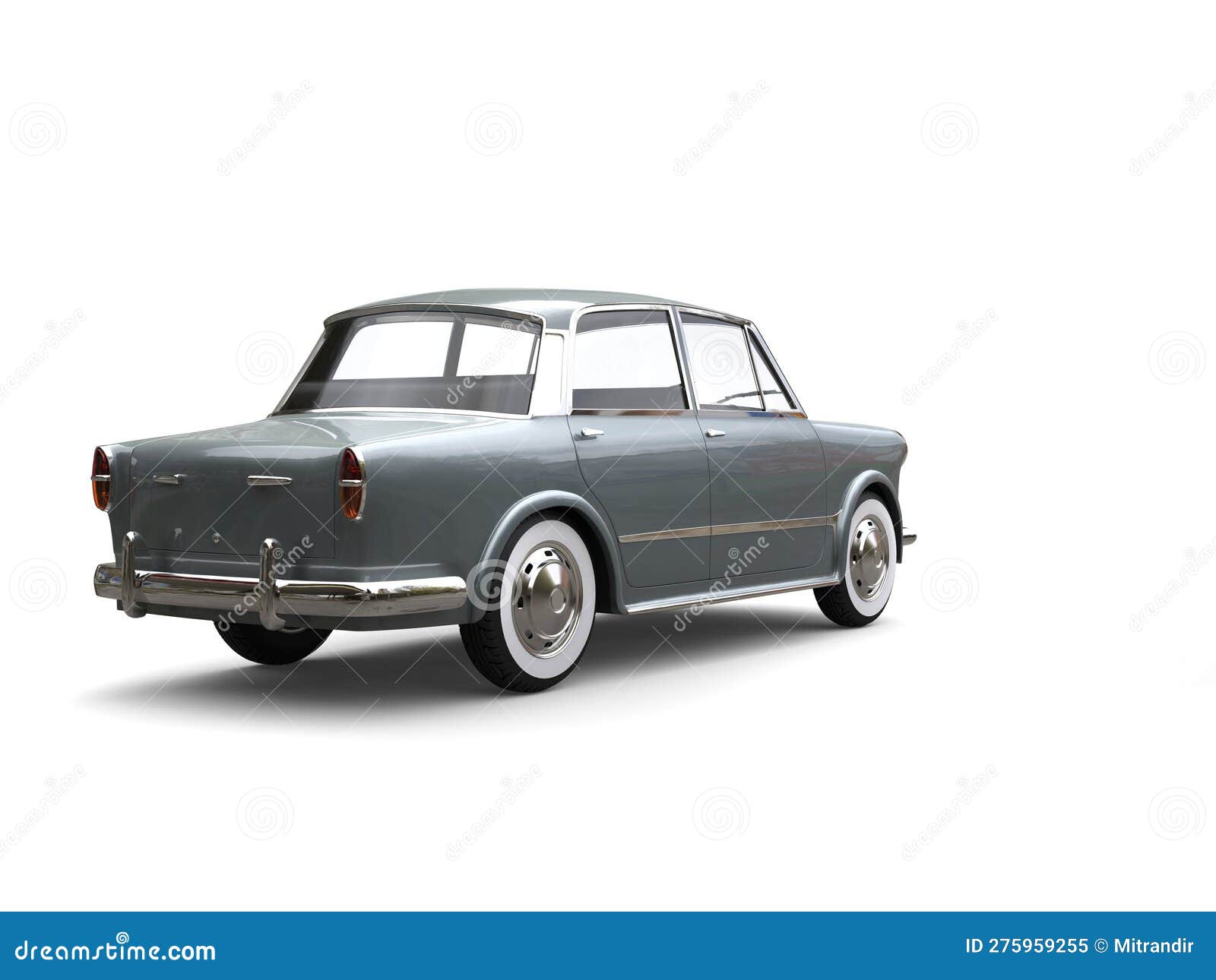 Slate Gray Small Compact Vintage Car - Back View Stock Illustration ...