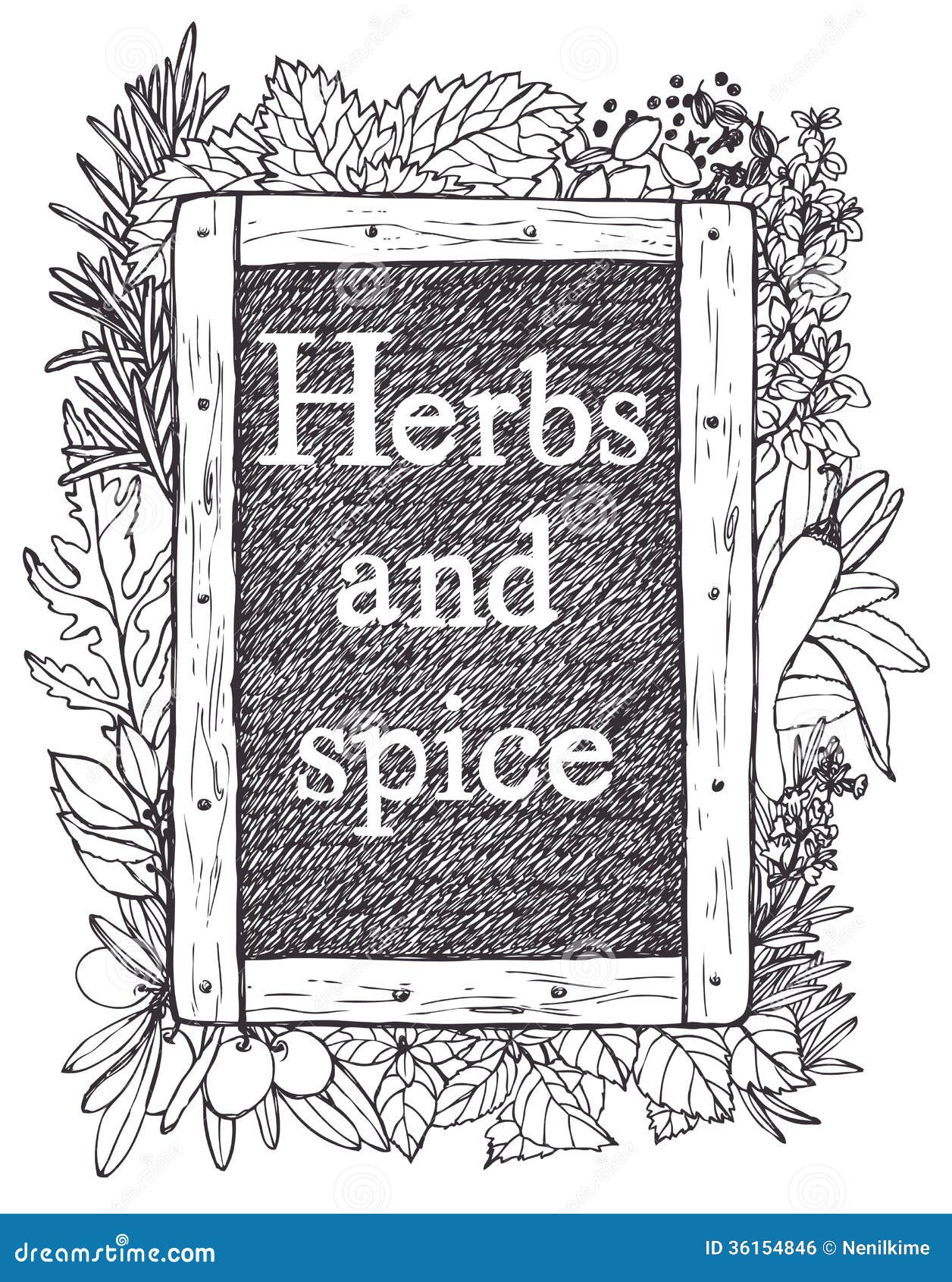 Slate and herbs stock vector. Illustration of aromatic - 36154846