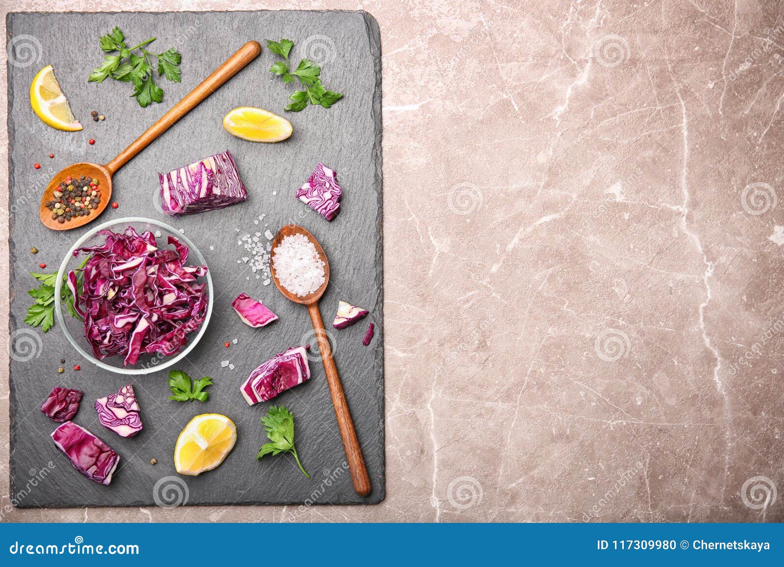 Slate Plate with Chopped Red Cabbage Stock Photo - Image of cuisine ...