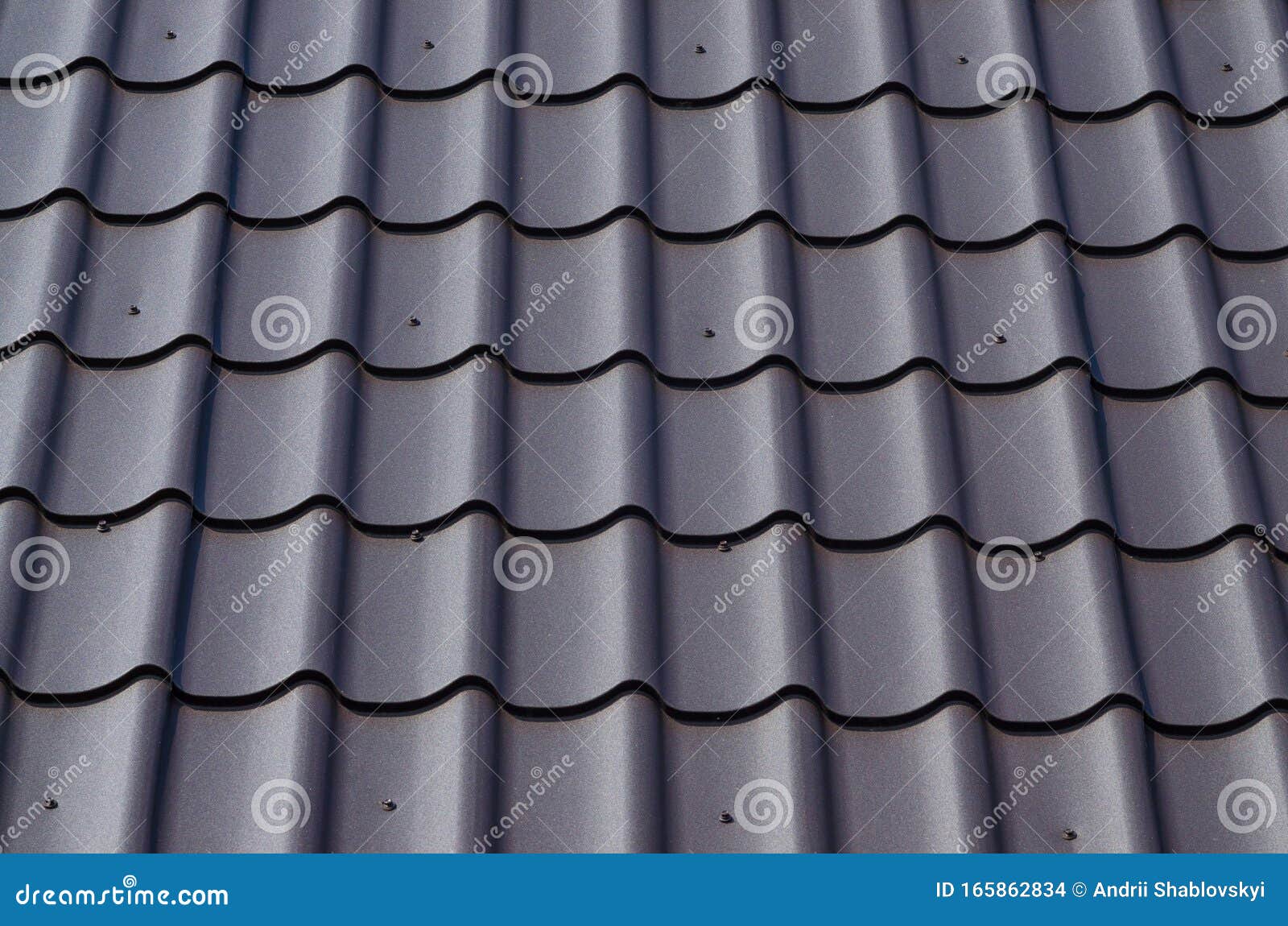 Slate Roof As Background. Metal Tile Roof Surface, Background, Texture ...