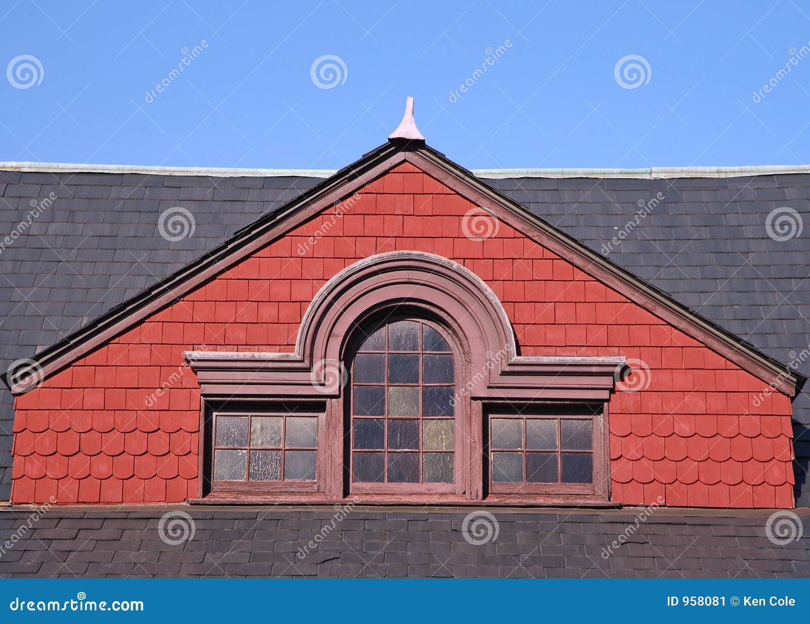 Slate Roof and Red Gable stock image. Image of windows - 958081