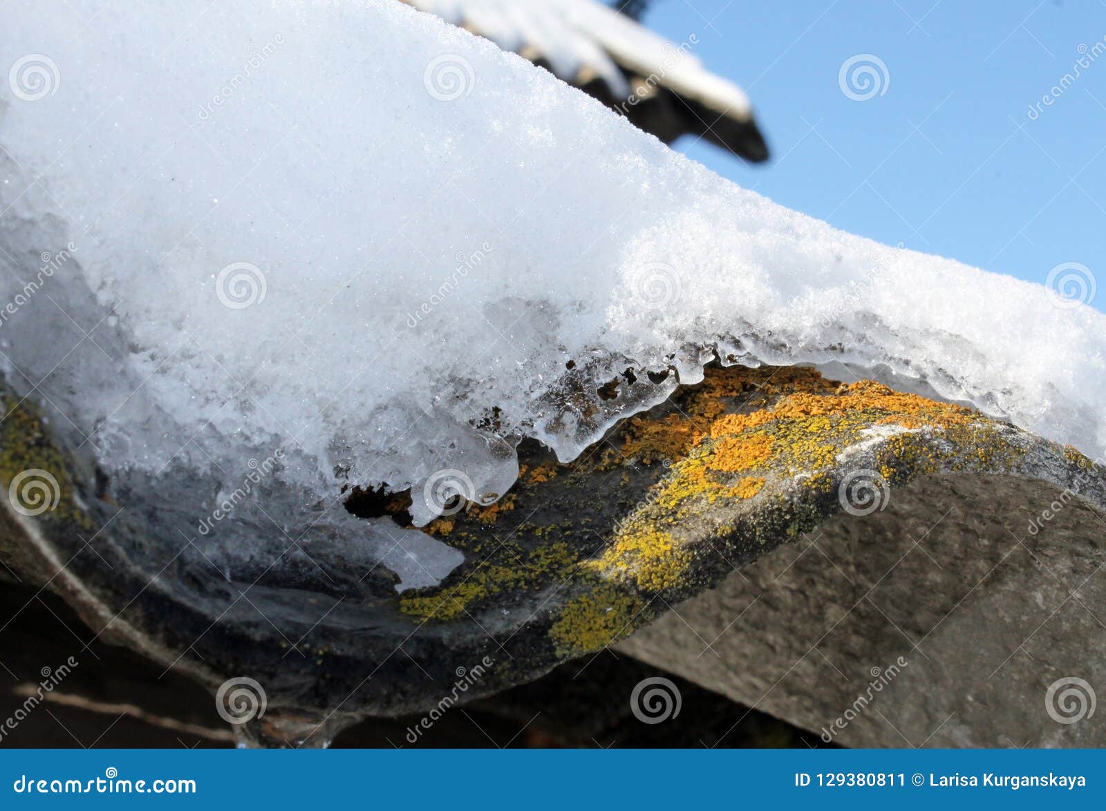 Slate Roofs with Icicles Covered with Snow, Covered with Snow, Stock ...
