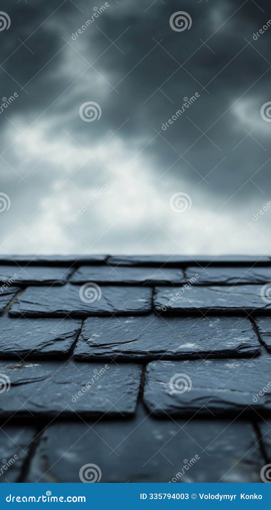 Slate Rooftop Under Stormy Sky, Vertical Composition. Weather and ...