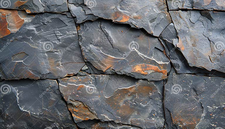 Slate Sheet Close Up Showing Pattern Stone Structure. Natural Stone ...