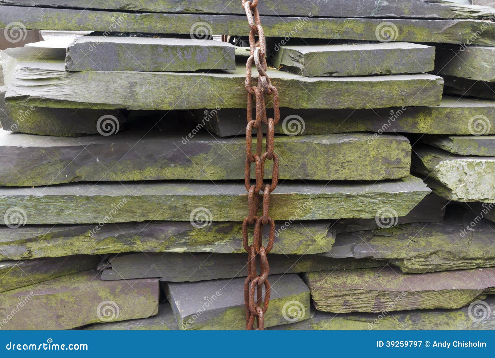Slate Slab Stacked with Chain Stock Image - Image of slate, roof: 39259797