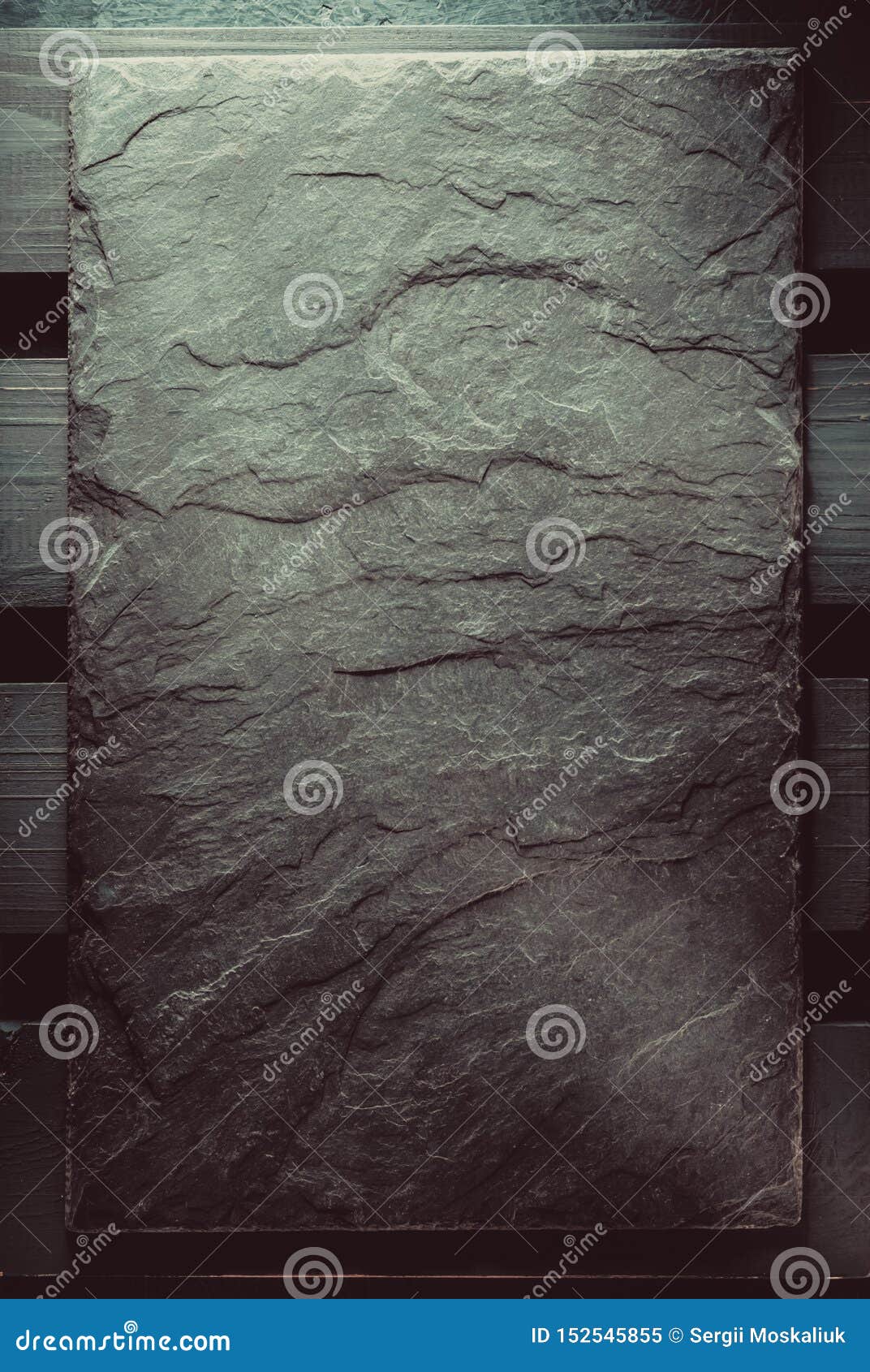 Slate Stone at Wooden Background Stock Image - Image of plank, black ...