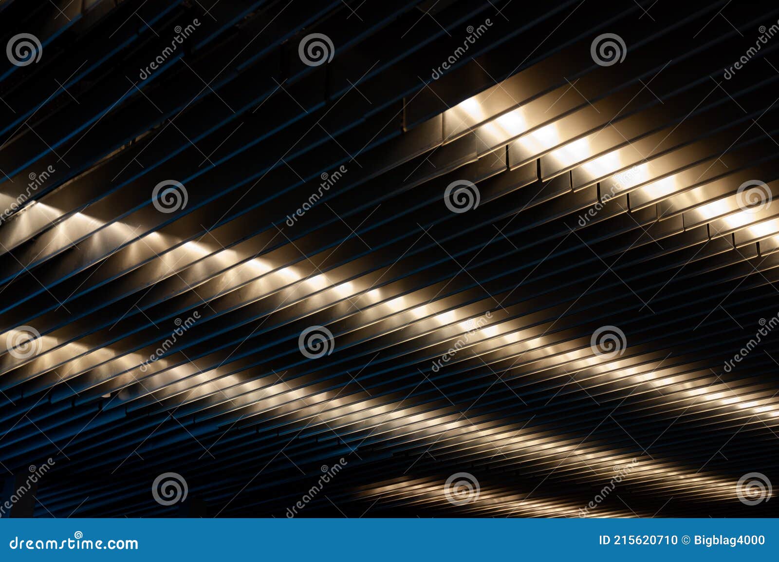 View of the Slatted Ceiling Structures with Lamps Inside. Stock Photo ...