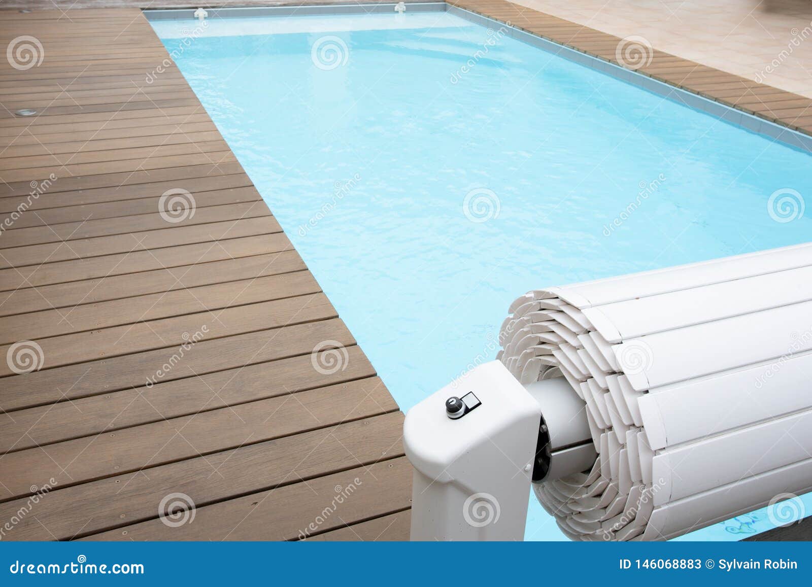 Slatted Swimming Pool Cover on Home Swimming Pool Stock Image - Image ...