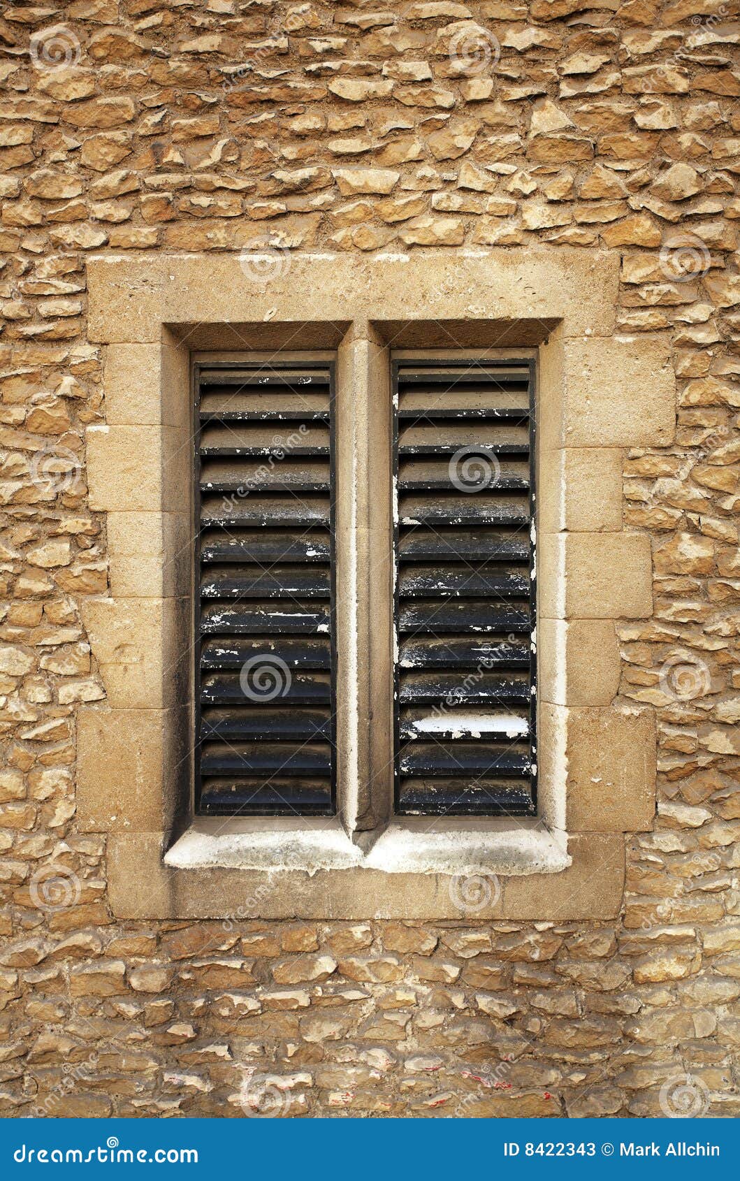 Slatted Window in Sandstone Blocks Stock Image - Image of slat, slatted ...