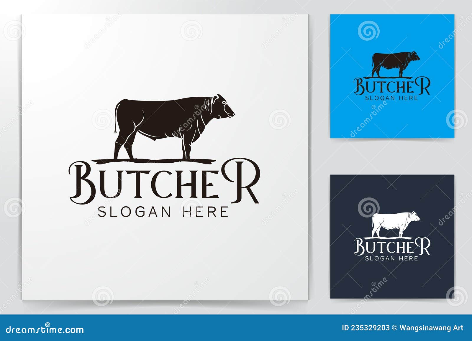 Slaughter, Cattle , Beef Logo Designs Inspiration Isolated on White ...