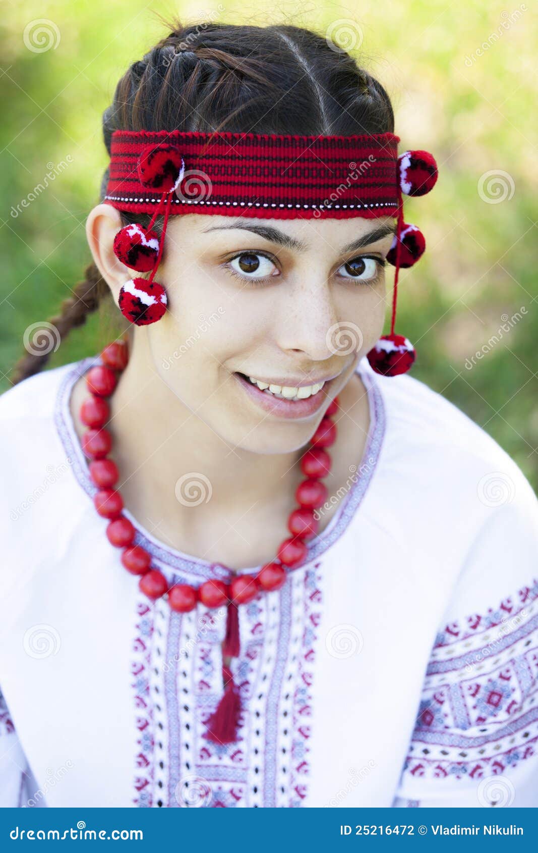 Slav girl at green meadow. stock photo. Image of nature - 25216472