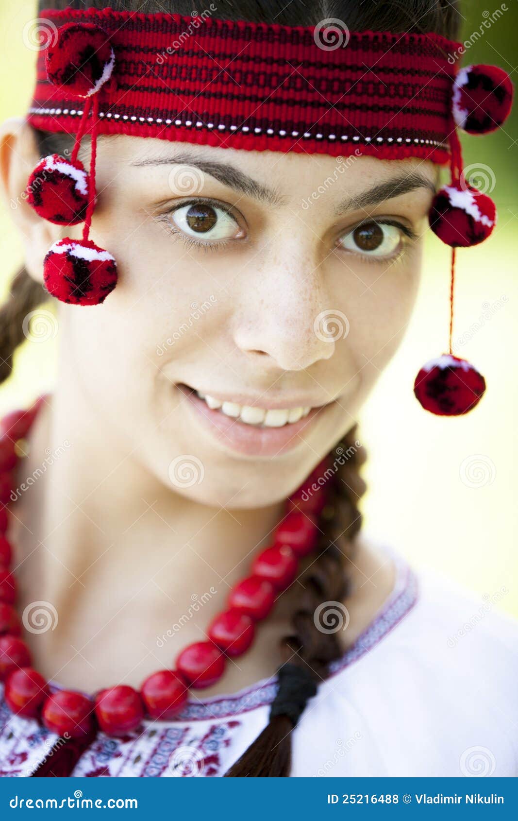 Slav girl at green meadow. stock photo. Image of beautiful - 25216488