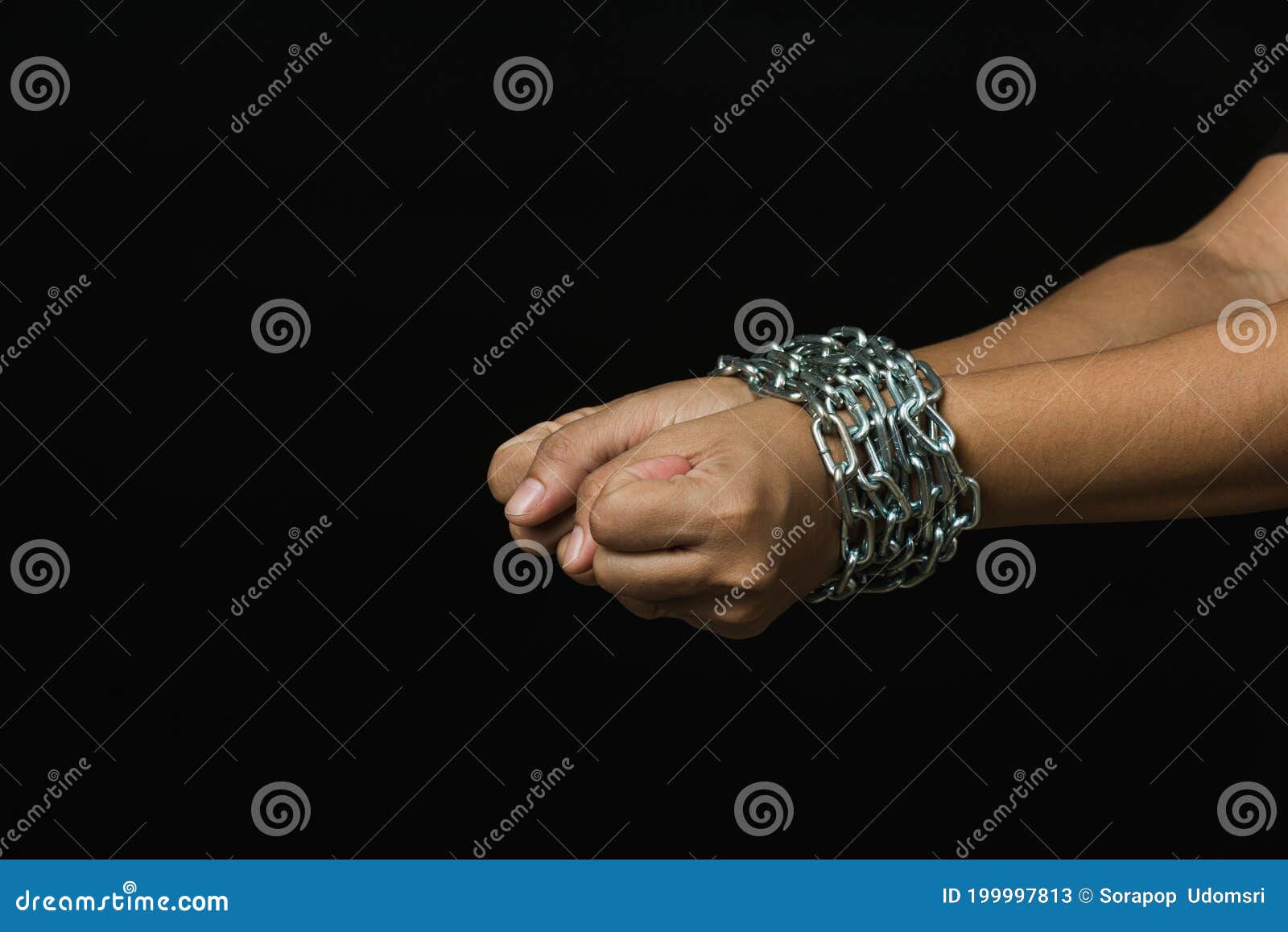 Slave Woman She Was Hand Tethered Interpreter Tied Up With Steel Chain Stock Image Image Of