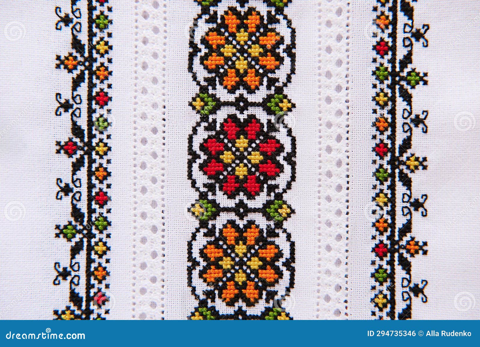 Slavic Cross Stitch by Colored Threads. Design of Ethnic Pattern ...