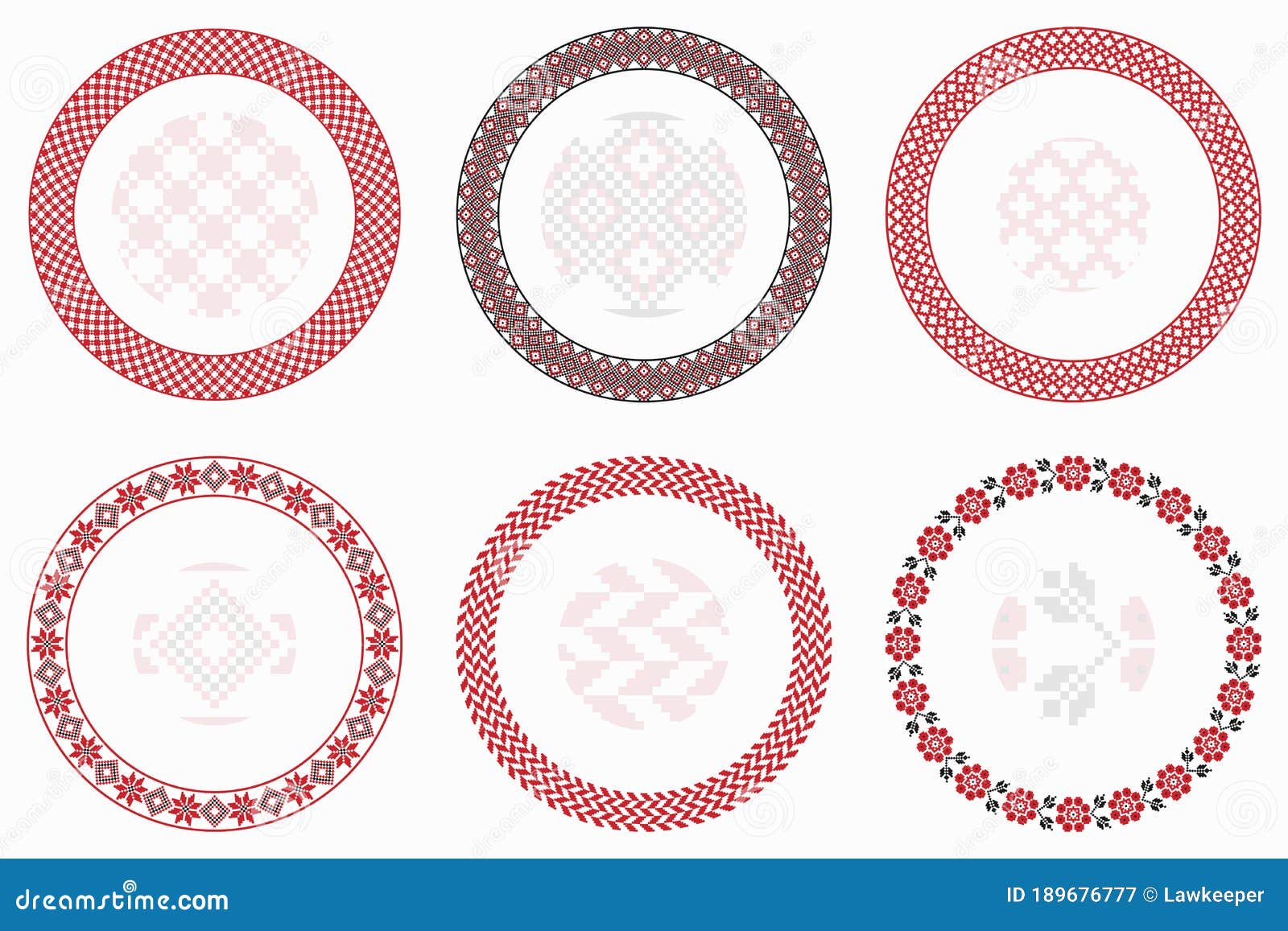 Slavic Geometric Round Patterns Set Stock Vector - Illustration of ...