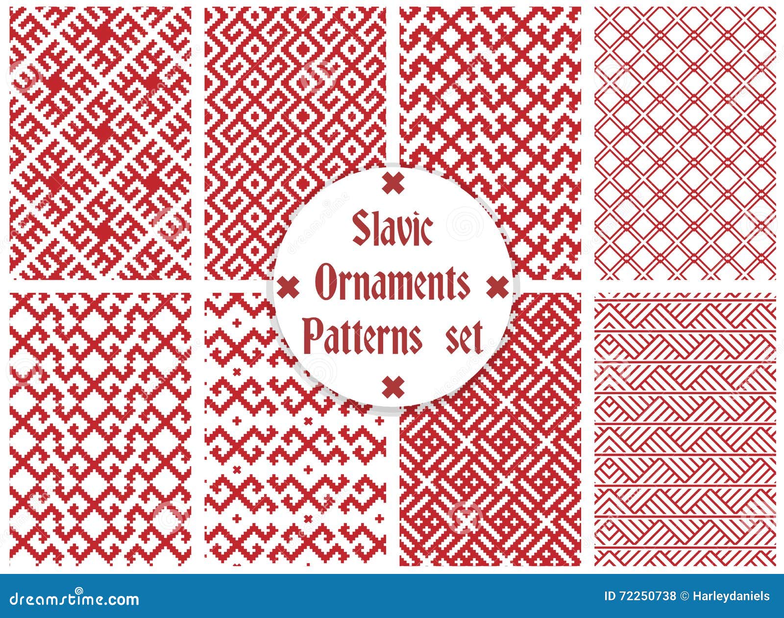 Slavic Ornaments Patterns Set Stock Vector - Illustration of knitting ...