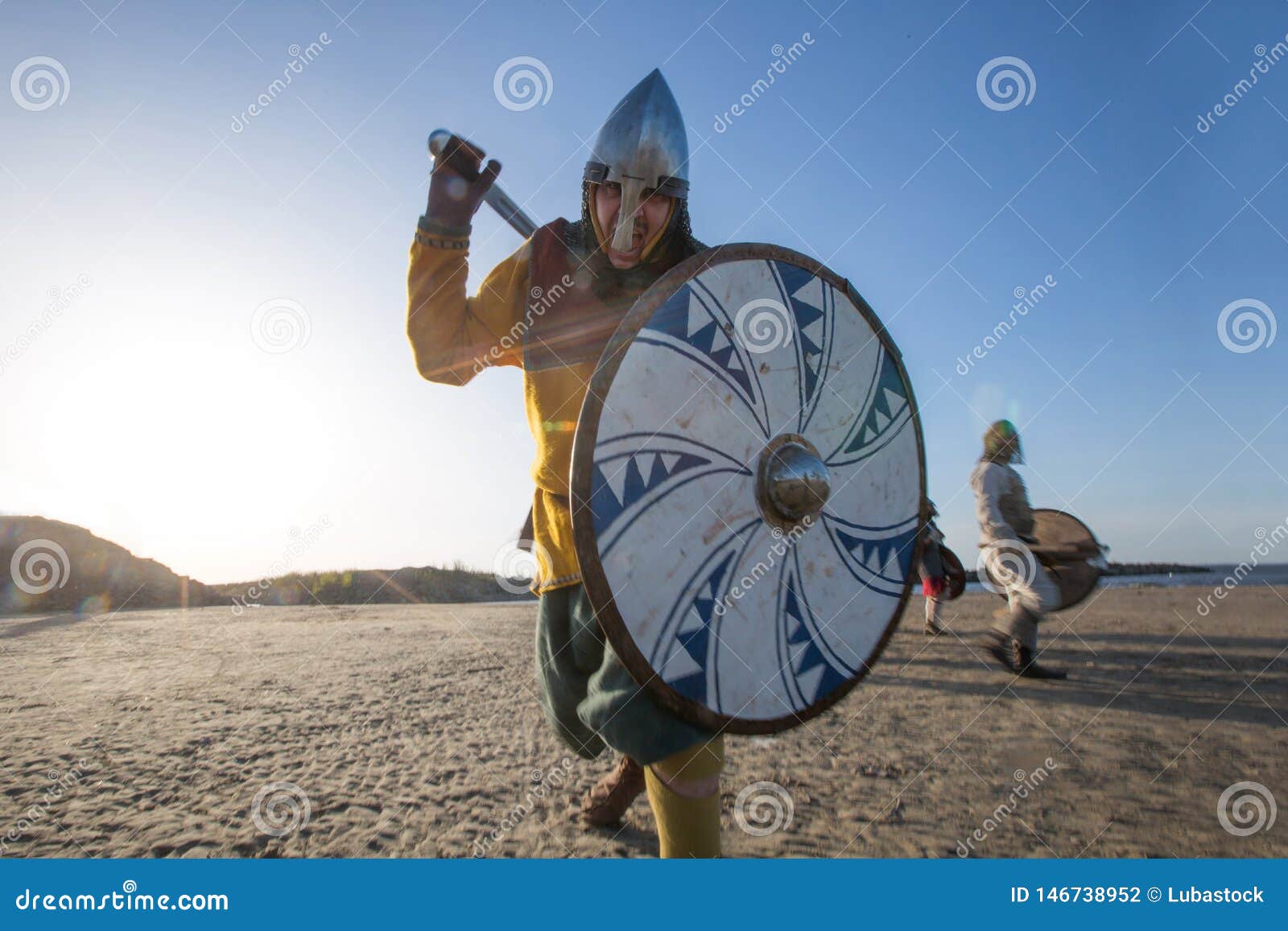 Slavic warrior attacks stock photo. Image of poleaxe - 146738952