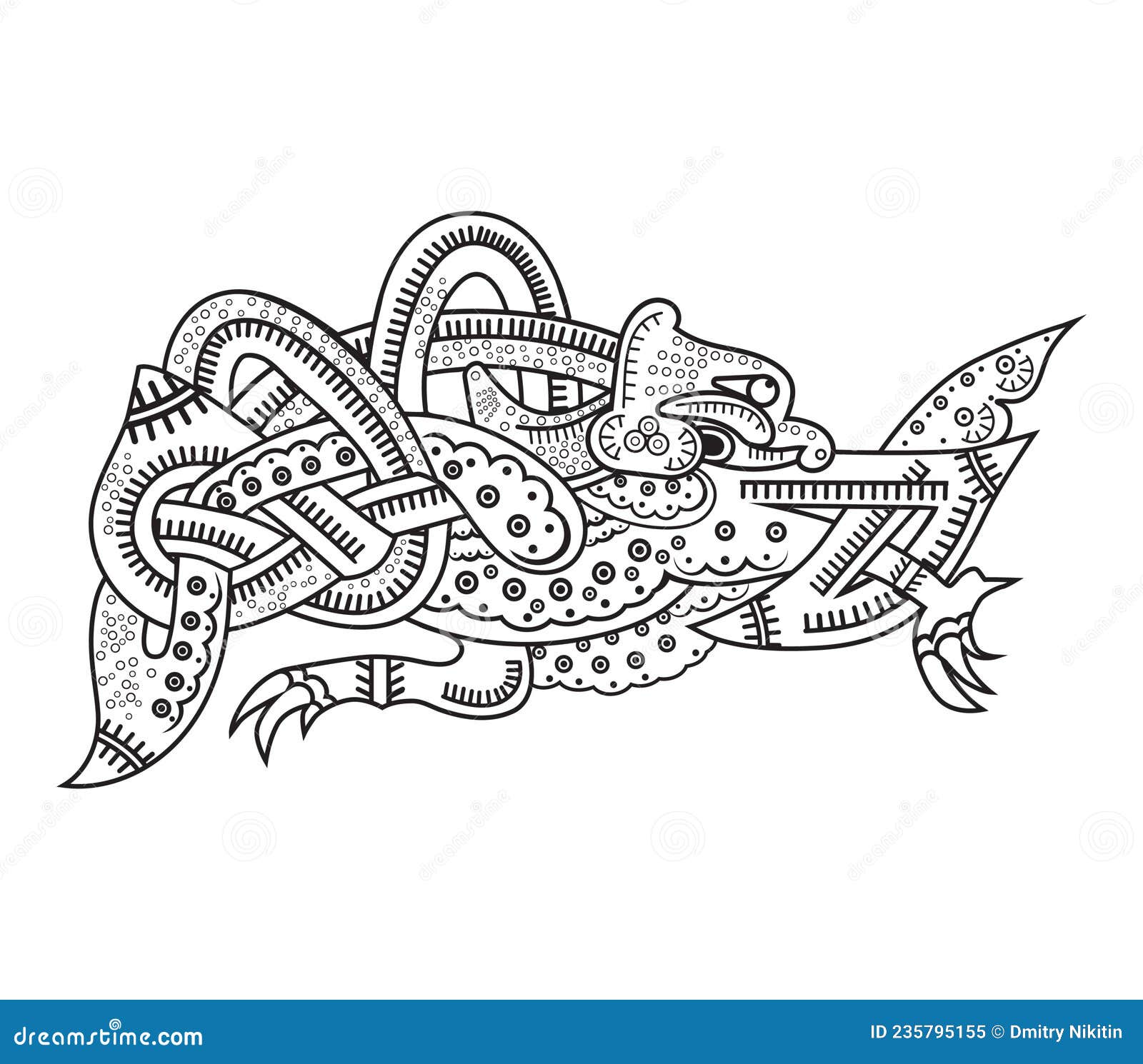 Slavic Winged Werewolf Serpent Stock Vector - Illustration of predator ...