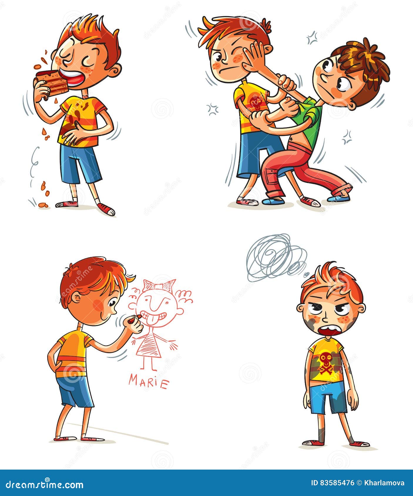 Slecht Gedrag Grappig Beeldverhaalkarakter Vector Illustratie ...