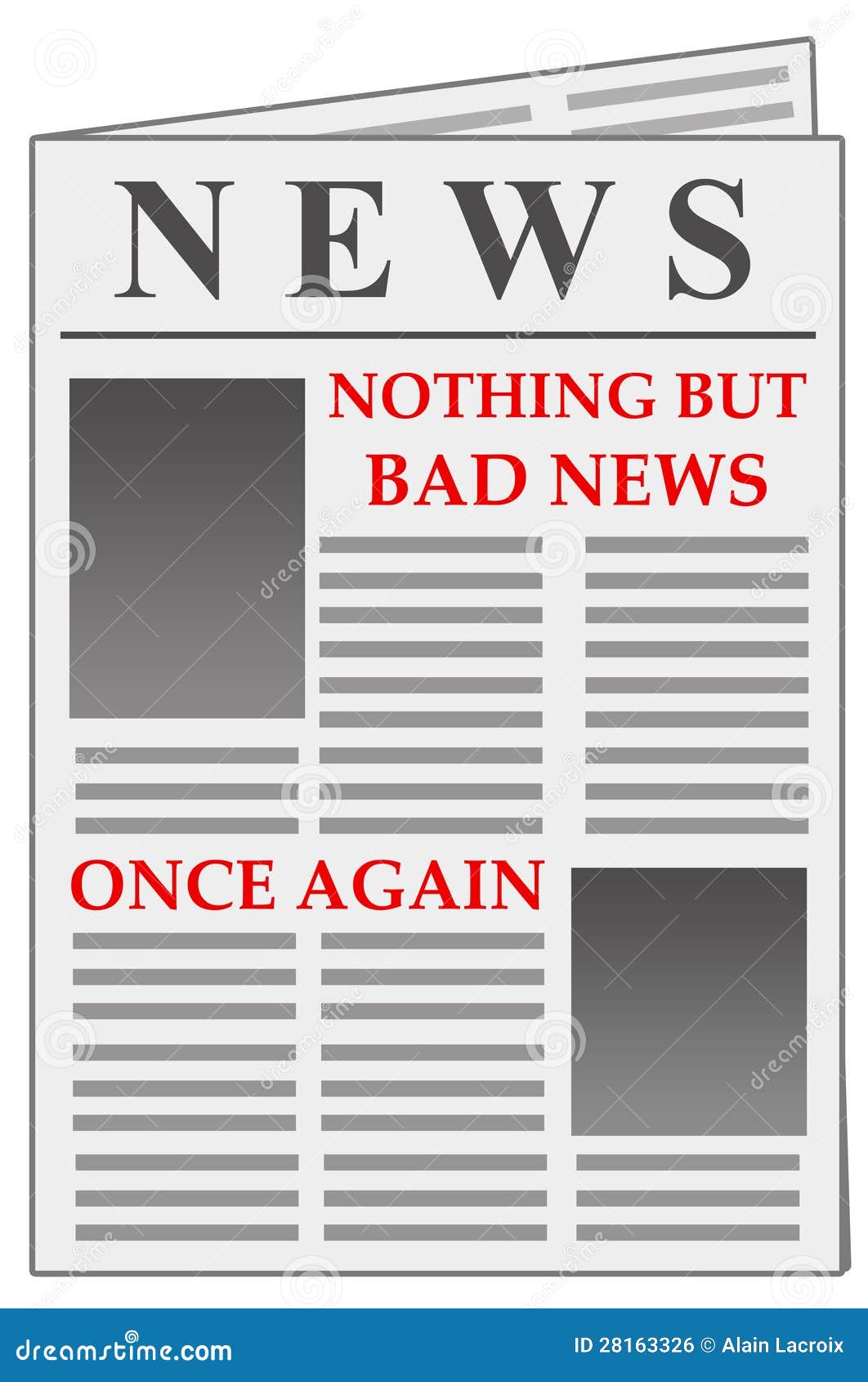 Slecht nieuws opnieuw stock illustratie. Illustration of artikelen ...