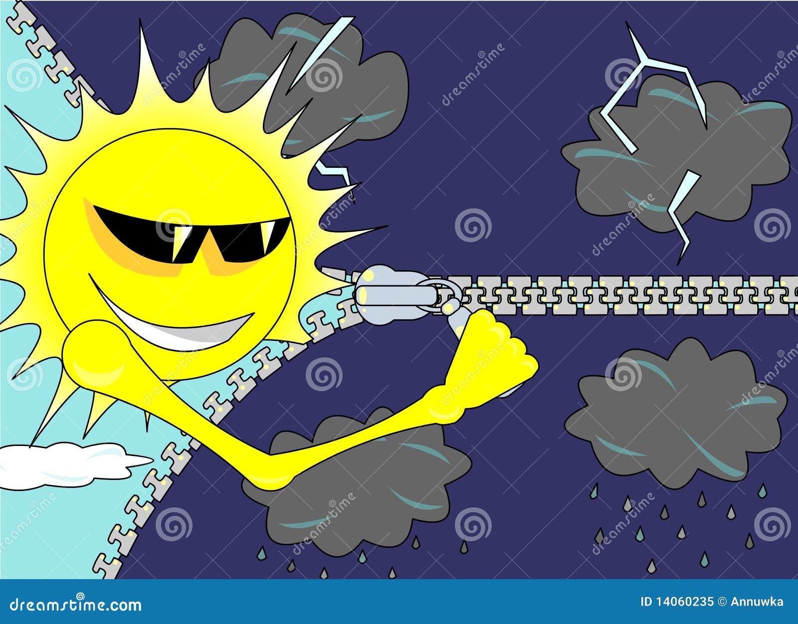 Slecht Weerveranderingen in Zonnige Dag Vector Illustratie ...