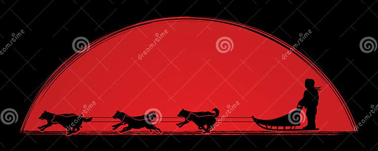 Sled Dogs graphic vector. stock vector. Illustration of action - 87344083