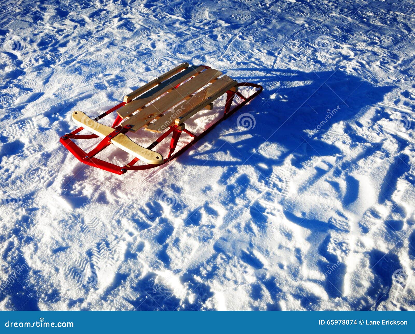 Sled in Fresh Snow Tracks Fun Fast Stock Photo - Image of seasonal ...