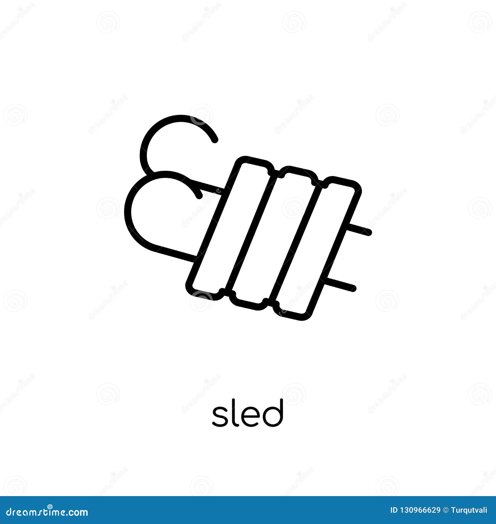Sled icon from collection. stock vector. Illustration of icon - 130966629