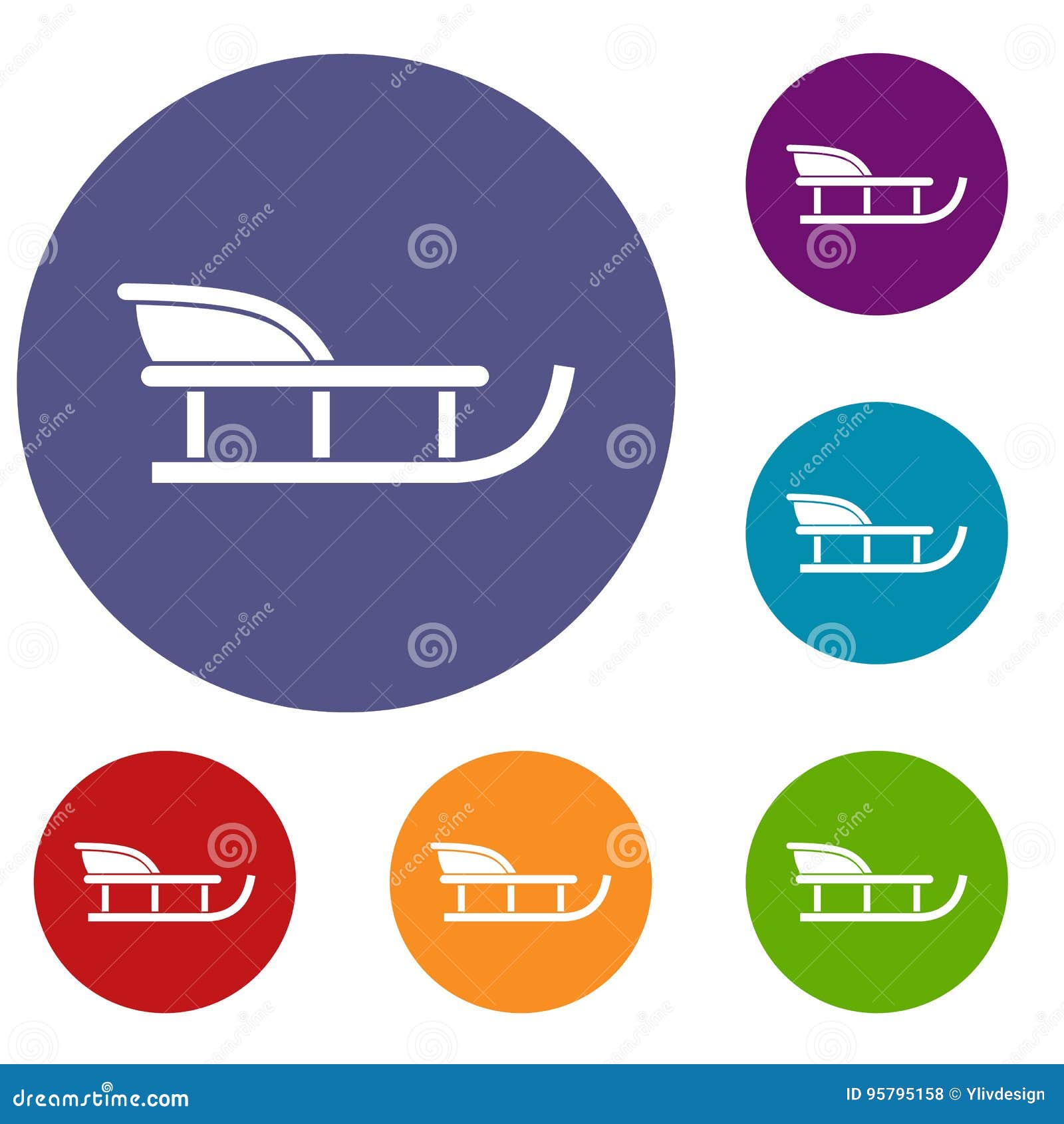 Sled icons set stock vector. Illustration of object, classic - 95795158