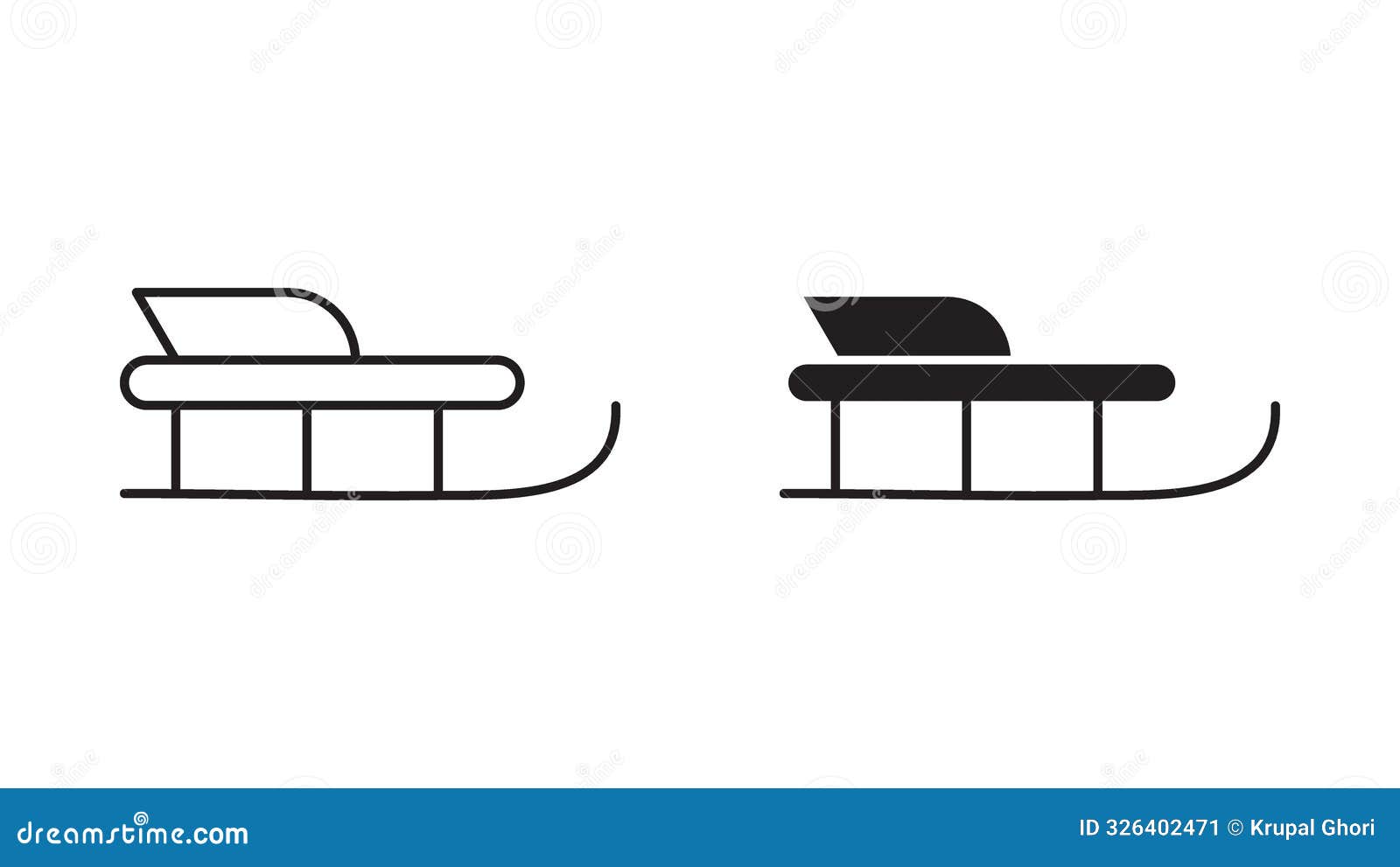 Sled Linear Art Icon Set. Sled Vector Mark for Web Stock Illustration ...
