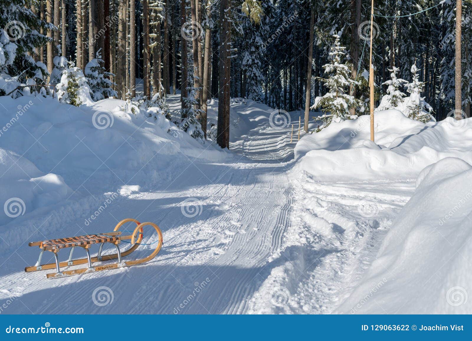 Sled in Salzburg, Austria stock photo. Image of cold - 129063622