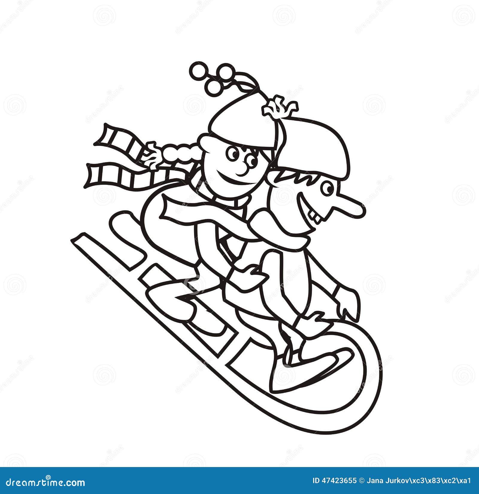 Sledding vektor illustrationer. Illustration av konst - 47423655