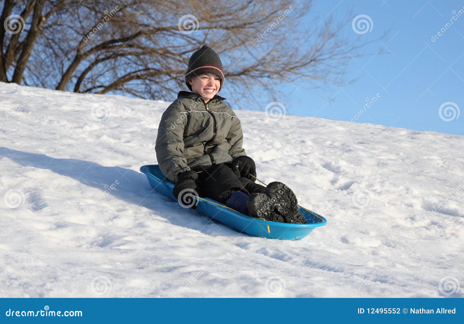 Sledding fun stock photo. Image of recreation, cold, hill - 12495552