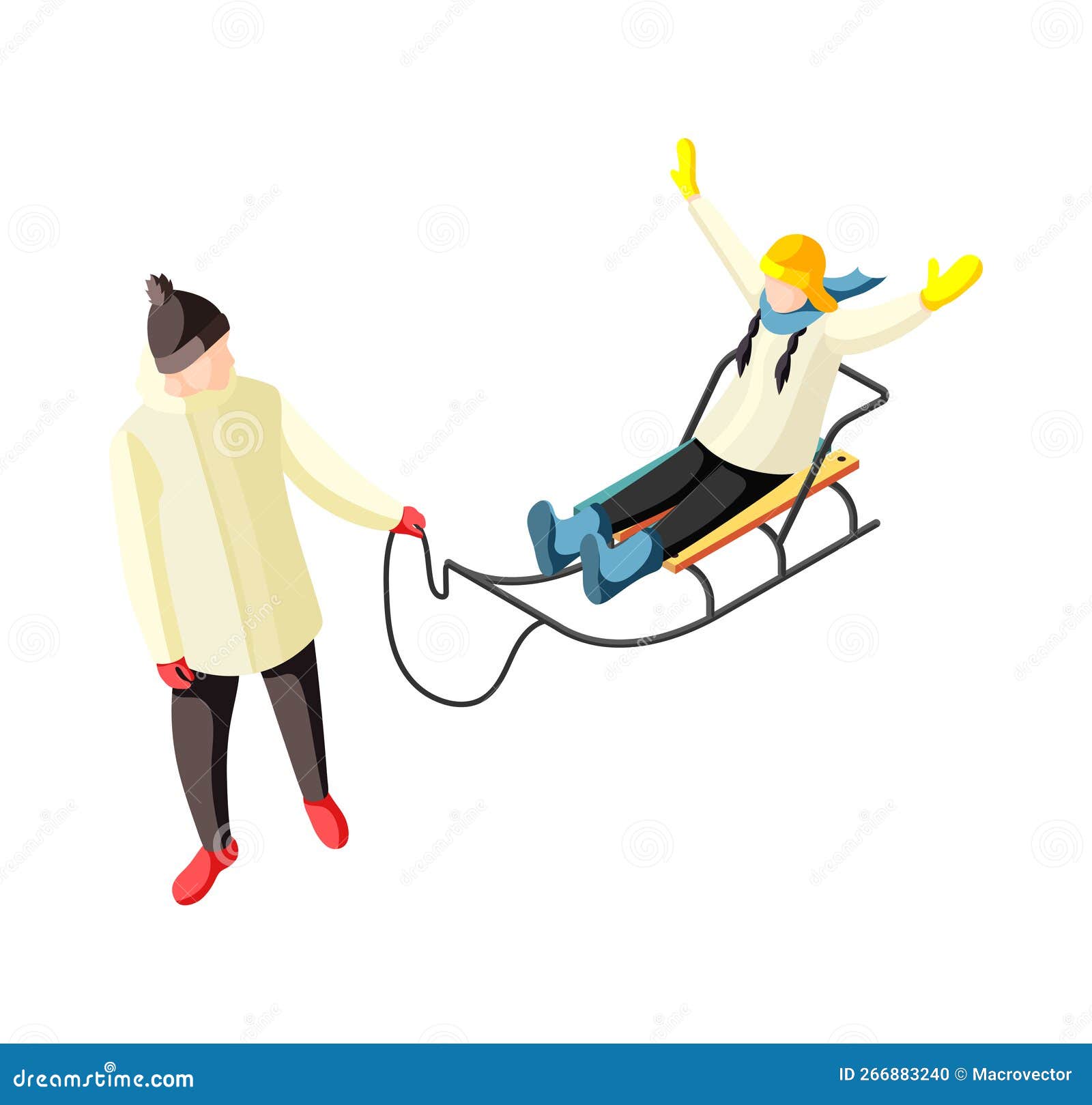 Sledding Isometric Illustration Stock Illustration - Illustration of ...