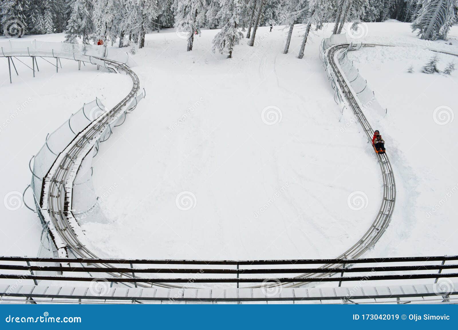 Sledding on the rails editorial stock image. Image of landscape - 173042019