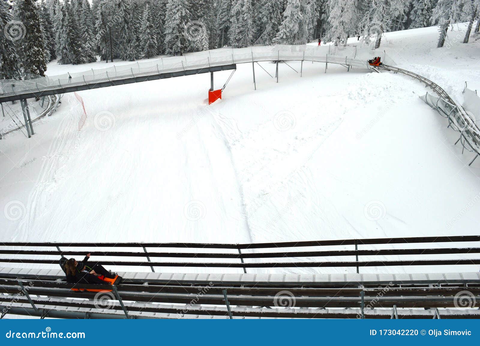 Sledding on the rails editorial image. Image of nature - 173042220