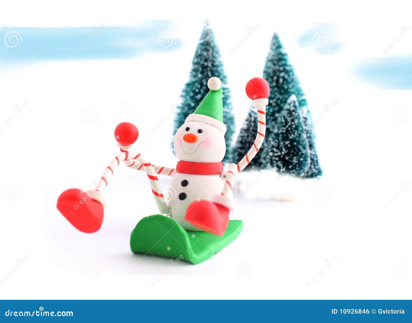 Sledding snowman stock photo. Image of greeting, sled - 10926846