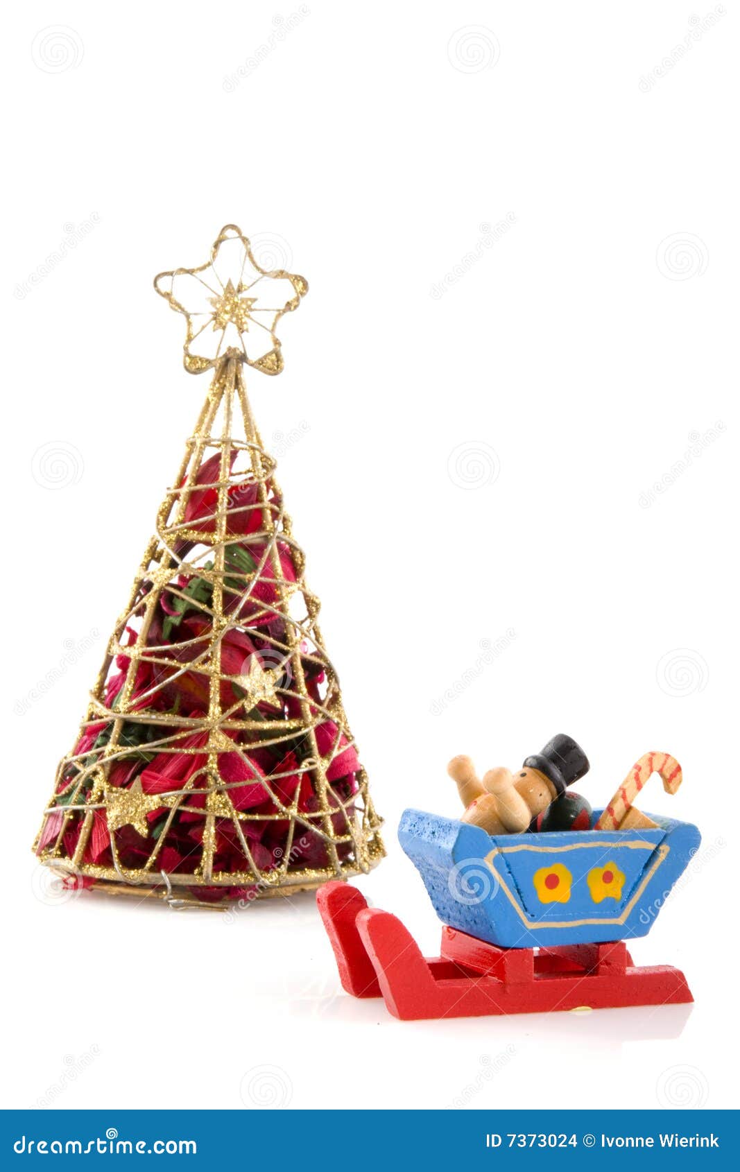 Sledge by the Christmas Tree Stock Photo - Image of green, tree: 7373024