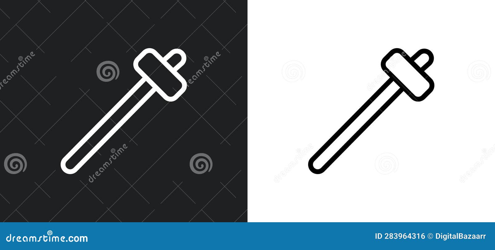 Sledge Hammer Outline Icon in White and Black Colors. Sledge Hammer Flat Vector Icon from ...