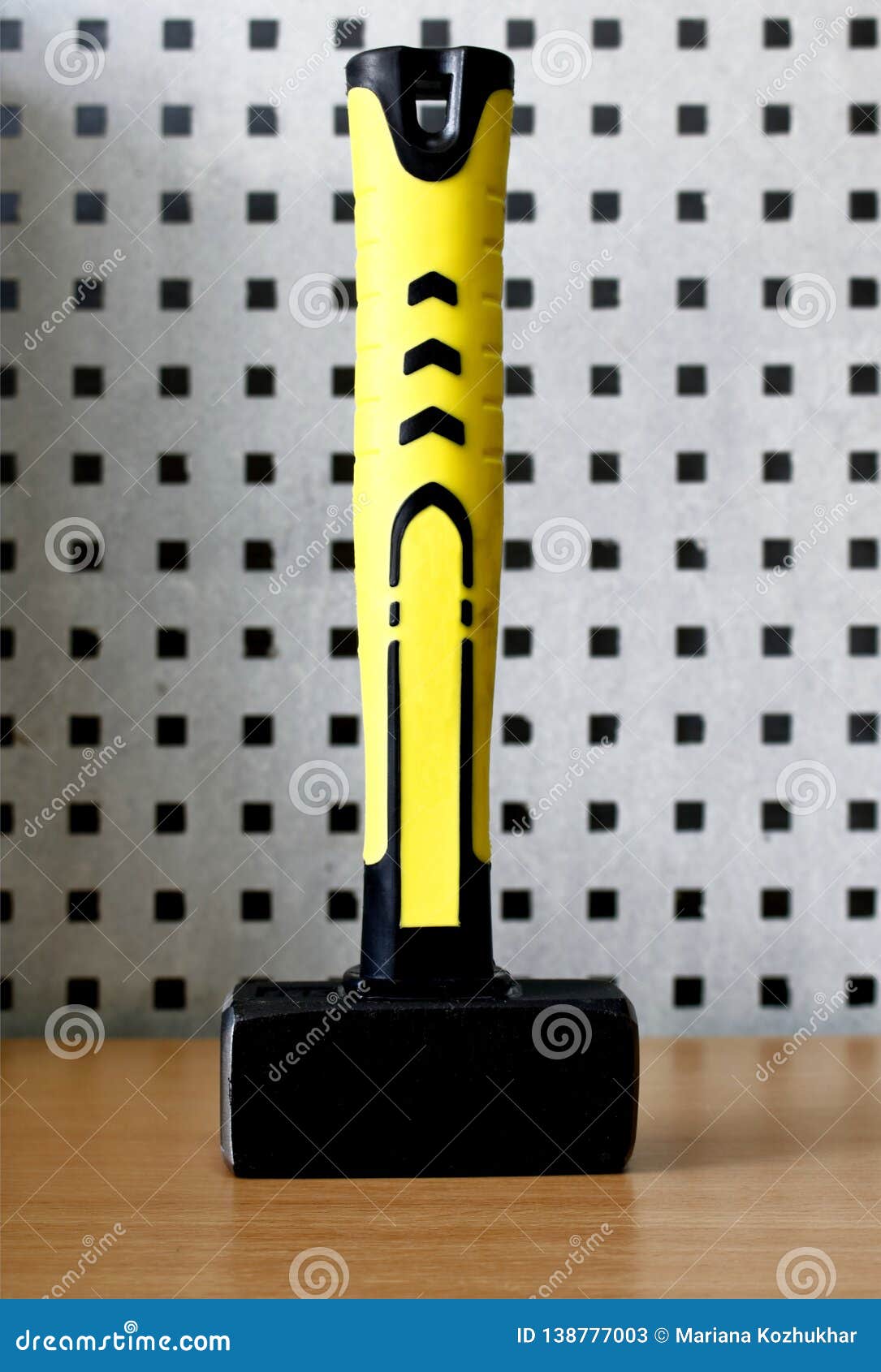 Sledge Hammer with Rubberized Yellow Handle, Front View, Vertica Stock ...