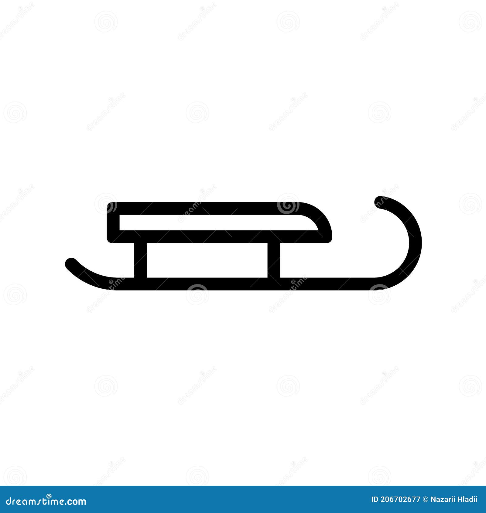 Sledge Icon. Outline Style. Vector Illustration. Isolated. Stock ...
