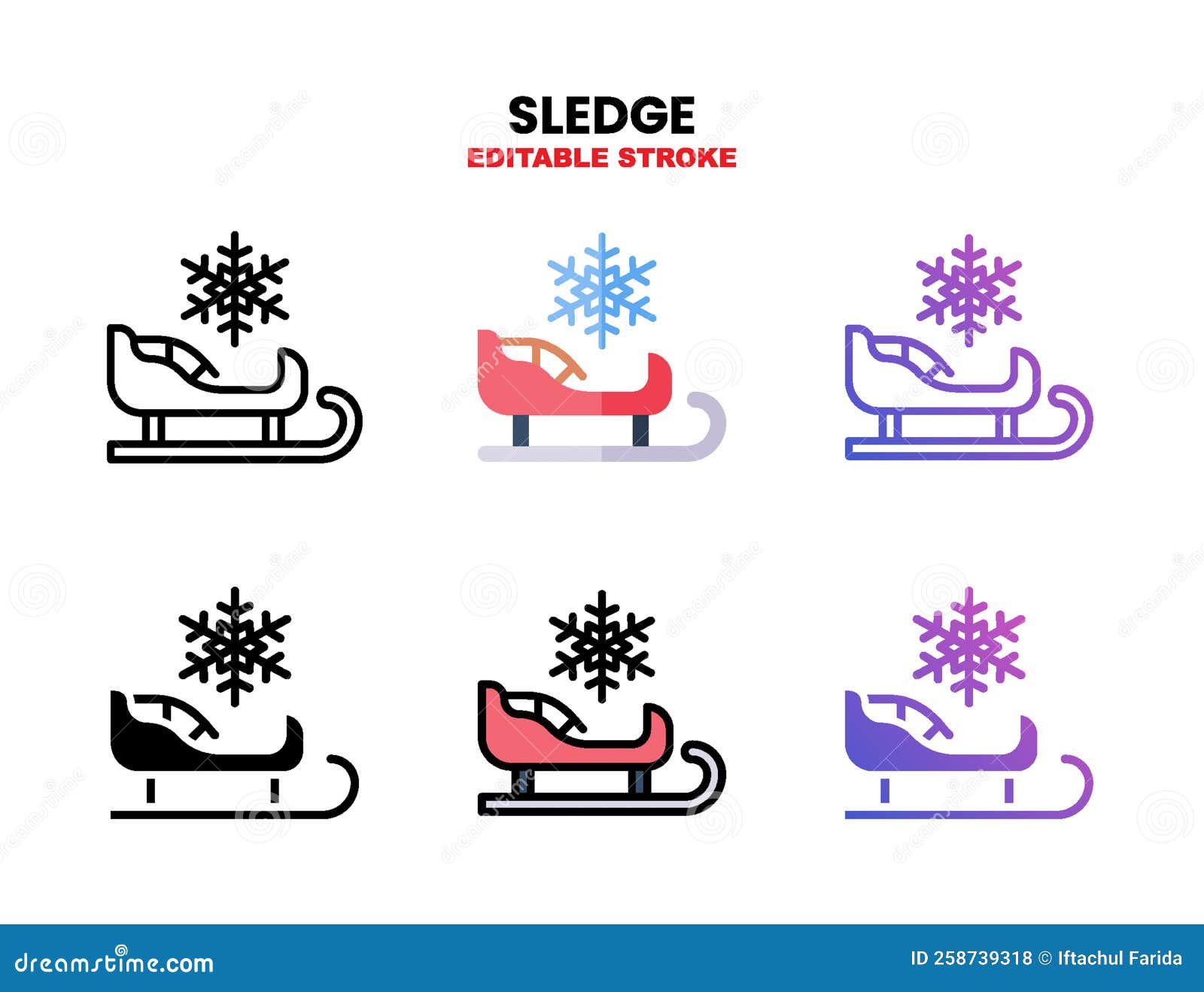 Sledge Icon Set with Different Styles. Stock Vector - Illustration of ...