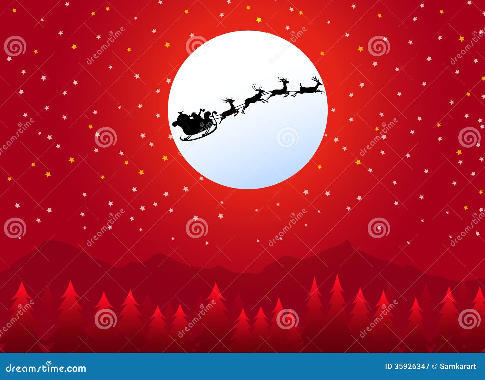 Sledge with Santa Claus at Christmas Night Stock Vector - Illustration ...