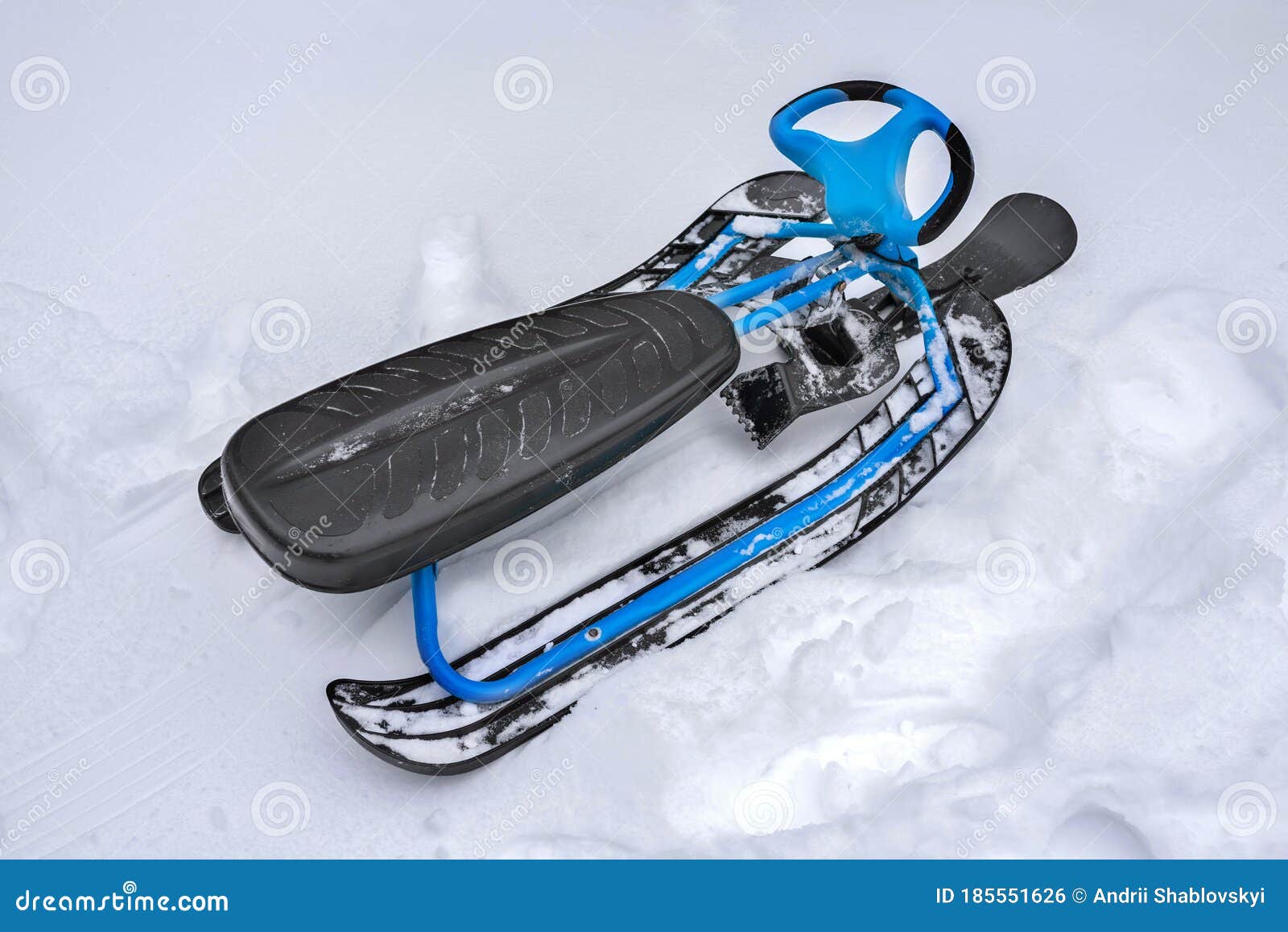 A Sledge is in the Snow, a Close-up. a Winter Snowmobile Stock Photo ...